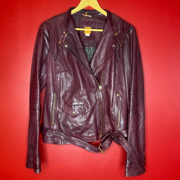 Hugo Boss | Jackets & Coats | Hugo Boss Maroon Leather Jacket | Poshmark